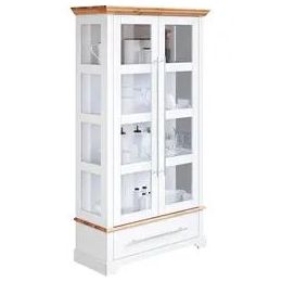 Vitrine OTTO HOME "Melissa", gelb (wei&szlig;, honig), B:94cm H:169cm T:39cm, Massivholz, Schr&auml;nke, Vitrine, H&ouml;he 169 cm, Breite 94 cm, 2-t&uuml;rig, Kiefer massiv, FSC
