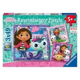 Ravensburger Kinderpuzzle 3x49 Teile - Gabby s Dollhouse - Spielzeit mit Gabby
