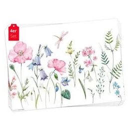 Tischsetmacher Tischsets Blumenwiese Aquarell rosa, aus hochwertigem Vinyl (4 St&uuml;ck), 44 x 32 cm