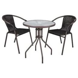 Vcm 3-tlg. Bistroset Balkon Stuhl Tisch Set Braun