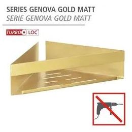 Wenko Turbo-Loc&reg; Eckablage Mod. Genova Gold Matt, befestigen ohne Bohren mit Spezial-Klebepad
