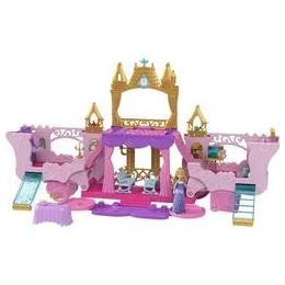 Mattel Disney Prinzessin Verwandlungs-Spielset Kutsche zu Schloss mit kleiner Aurora-Puppe, 4 Figuren und 3 Ebenen
