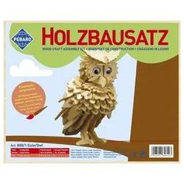 PEBARO 858/1 - Holzbausatz Eule, 147 Teile, Holzkonstruktion zum Zusammenstecken