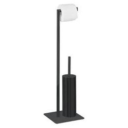 Wenko Stand WC-Garnitur Mod. Recco Schwarz, aus lackiertem Stahl