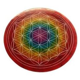 R&auml;ucherst&auml;bchenhalter "Blume des Lebens rainbow" Speckstein graviert 10 cm