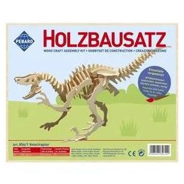 Pebaro 856/1 - Holzbausatz Dinosaurier Velociraptor, 47 Teile, Holzkonstruktion zum Zusammenstecken