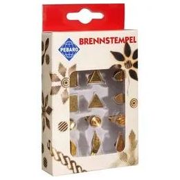 PEBARO 20300 - Brennstempel II, 12-teilig, Motive: Quadrat/Dreieck/Raute/Kreis/Auge/Tropfen/Blatt, passend zum Pebaro-Brandkolben, Brandmalerei