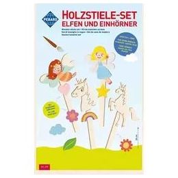 PEBARO 475 - Holzstiele-Set Elfen und Einh&ouml;rner, 11-teilig, Laser cut Deko-Stecker, Bastelset