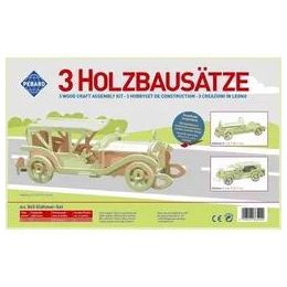 Pebaro 865 - Holzbausatz Oldtimer-Set, Oldtimer I, Oldtimer II, Oldtimer III, 3 Holzkonstruktionen zum Zusammenstecken