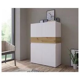 Highboard Home Affaire "Rimini", braun (alpinwei&szlig;, artisan eiche), B:89,9cm H:129,4cm T:40cm, Holzwerkstoff, Sideboards, Highboard, H&ouml;he 129 cm