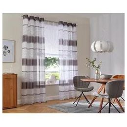 Gardine OTTO HOME "Jay" Gr. 5, grau, B:144cm H:265cm, Voile, Polyester, Gardinen, Gardine, Vorhang, 2-er Set, Fertiggardine, transparent, Querstreifen