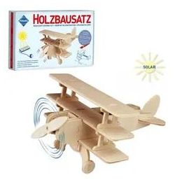 Pebaro 830/5 - Solar Holzbausatz Dreidecker, 17-teilig, Flugzeug Holzkonstruktion mit solarangetriebenem Propeller