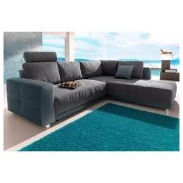 Jockenh&ouml;fer Ecksofa JOCKENH&Ouml;FER GRUPPE "Orlando L-Form, B: 257 cm", grau (dunkelgrau), B:257cm H:82cm T:215cm, Softlux-Kunstleder, im Korpus;Farbe greige: Struktur (45% Polyacryl, 35%Polyester, 20%Baumwolle);Farbe petrol: Struktur in Sitz und Kissen (87% Polyester, 13%Polyacryl);Alca Top (100% Polyester), im Korpus;Alle Farben au&szlig;er greige + petrol: Struktur in Sitz und Kissen (65% Polyacryl, 35% Polyester), 