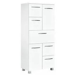 Midischrank Welltime "Portofino", wei&szlig; (wei&szlig;, wei&szlig;), B:60cm H:134cm T:35cm, Schr&auml;nke, Midischrank