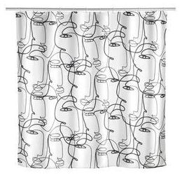 Wenko Anti-Schimmel Duschvorhang Mod. Faces, Textil (Polyester), 180 x 200 cm, wasserabweisend, waschbar
