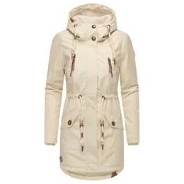 Wintermantel Ragwear "Elsie", Damen, Gr. XL (42), beige, Au&szlig;enmaterial: 65% Polyester, 35% Baumwolle. Innenfutter: 100% Polyester. Wattierung: 100% Polyester, tailliert ca. Mitte Oberschenkel, &Auml;rmel ohne &Auml;rmelschlitz Rippstrickb&uuml;ndchen mit Daumenl&ouml;chern, M&auml;ntel Wintermantel, stylischer Winterparka mit Kapuze und Teddyfleece
