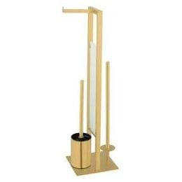 Wenko Stand WC-Garnitur Mod. Rivalta Gold, Edelstahl rostfrei