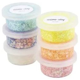 Creativ Company Glitter Clay, Pastellfarben, 6x20 ml