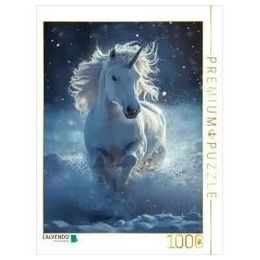 Calvendo Puzzle Winterspuren: Ein wei&szlig;es Einhorn im blauen Schneetanz 1000 Teile Lege-Gr&ouml;&szlig;e 64x48cm Foto-Puzzle f&uuml;r gl&uuml;ckliche Stunden