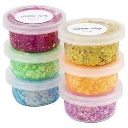 Creativ Company Glitter Clay, Sortierte Farben, 6x20 ml