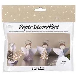 Creativ Company DIY Mini Kreativ Set Papierdeko, 4 x Engel, sortierte Farben