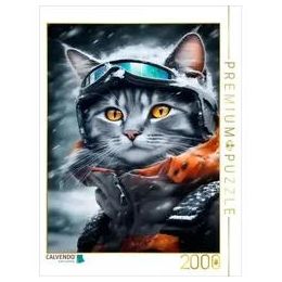 Calvendo Puzzle Katze beim Outdoorsport - Winterwandern 2000 Teile Lege-Gr&ouml;&szlig;e 90x67cm Foto-Puzzle f&uuml;r gl&uuml;ckliche Stunden