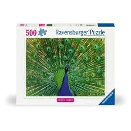 Ravensburger Erwachsenenpuzzle "Colorful Animals" 500 Teile - Pfau