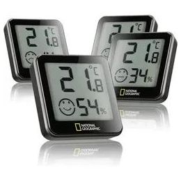 BRESSER National Geographic 9070210 - Thermo-/Hygrometer Tempy 4er-Set, Pr&auml;zise Raumklima &Uuml;berwachung, Temperatur- und Luftfeuchtigkeitsmessger&auml;t