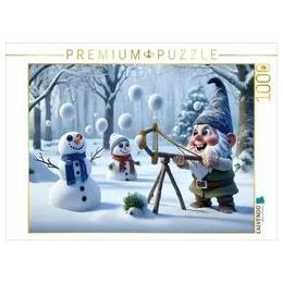 Calvendo Puzzle Schelmische Winterfreuden: Ein Gartenzwergs Abenteuer im Schnee 1000 Teile Lege-Gr&ouml;&szlig;e 64x48cm Foto-Puzzle f&uuml;r gl&uuml;ckliche Stunden