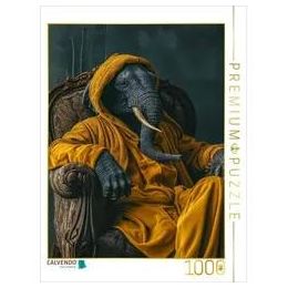Calvendo Puzzle Elefant elegant 1000 Teile Lege-Gr&ouml;&szlig;e 64x48cm Foto-Puzzle f&uuml;r gl&uuml;ckliche Stunden