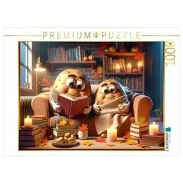 Calvendo Puzzle Herbstliches Lesevergn&uuml;gen: Kartoffeln im B&uuml;cherparadies 1000 Teile Lege-Gr&ouml;&szlig;e 64x48cm Foto-Puzzle f&uuml;r gl&uuml;ckliche Stunden