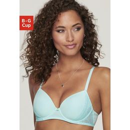 Lascana Schalen-BH 'Tiziana' blau Gr. 95G. Mit Schleife, Spitze, Glitzerdetails. Mit B&uuml;gel