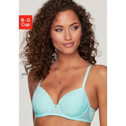 Lascana Schalen-BH 'Tiziana' blau Gr. 85D. Mit Schleife, Spitze, Glitzerdetails. Mit B&uuml;gel