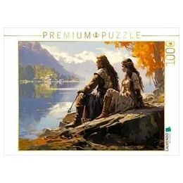 Calvendo Puzzle Mann und Frau eines alten nordischen Volkes am Fluss - Wikinger 1000 Teile Lege-Gr&ouml;&szlig;e 64x48cm Foto-Puzzle f&uuml;r gl&uuml;ckliche Stunden