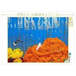 Calvendo Puzzle Blaue Wand auf dem Blumenmarkt 1000 Teile Lege-Gr&ouml;&szlig;e 64x48cm Foto-Puzzle f&uuml;r gl&uuml;ckliche Stunden