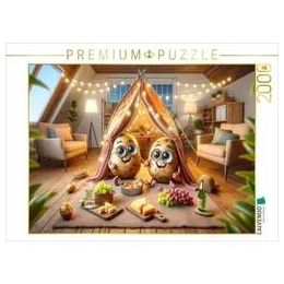 Calvendo Puzzle Camping-Abenteuer zu Hause: Die Couch-Potatoes und ihr Zelt 2000 Teile Lege-Gr&ouml;&szlig;e 90x67cm Foto-Puzzle f&uuml;r gl&uuml;ckliche Stunden