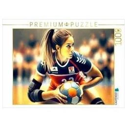 Calvendo Puzzle Damen Handball: Fokussierte Intensit&auml;t 1000 Teile Lege-Gr&ouml;&szlig;e 64x48cm Foto-Puzzle f&uuml;r gl&uuml;ckliche Stunden