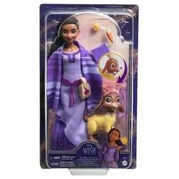 Mattel Disney Wish Asha von Rosas Abenteuerpack Modepuppe, bewegliche Puppe mit Tierfreunden und Zubeh&ouml;r