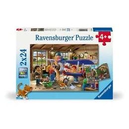 Ravensburger Kinderpuzzle 2x24 Teile - Eisenbahn- und Flugzeugservice
