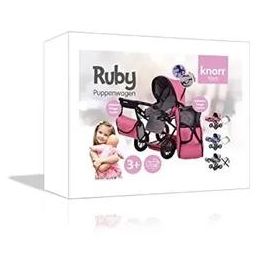 KNORRTOYS 63122 - Ruby Jeans Grey Kombi Puppenwagen, grau, rosa