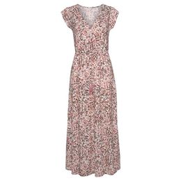 VIVANCE BY LASCANA Maxikleid 'mit floralem Druck und Seitenschlitz' mehrfarbig Gr. 44 f&uuml;r Damen. Tiefer V-Ausschnitt und Quasten, Bindeband. 