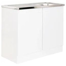 Sp&uuml;lenschrank Optifit "Helsinki", wei&szlig;, B:100cm H:84,5cm T:50cm, Holzwerkstoff, Schr&auml;nke, Sp&uuml;lenschrank