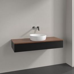 Villeroy & Boch Villeroy und Boch Antao Waschtisch-Unterschrank K10112PD 120x19x50cm, Waschbeckenplattenfarbe warm walnut, black matt lacquer