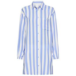 s.Oliver Nachthemd blau Gr. 34 f&uuml;r Damen. V-Ausschnitt und Stickerei, Allover-Druck. Oversize