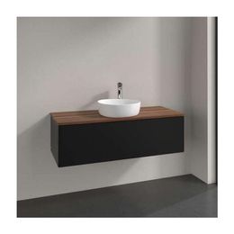 Villeroy & Boch Villeroy und Boch Antao Waschtisch-Unterschrank L32052PD mit Beleuchtung, 1 Auszug, 1200 x 360 x 500 mm, Front ohne Struktur, Black Matt Lacquer / Warm Walnut