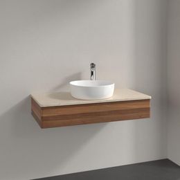 Villeroy & Boch Villeroy und Boch Antao Waschtisch-Unterschrank K09053HM 100x19x50cm, Hahnloch, Waschbeckenplattenfarbe botticino, warm walnut