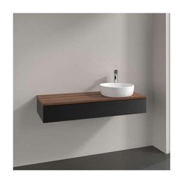 Villeroy & Boch Villeroy und Boch Antao Waschtisch-Unterschrank L12152PD mit Beleuchtung, 1 Auszug, 1200 x 190 x 500 mm, Front mit Struktur, Black Matt Lacquer / Warm Walnut