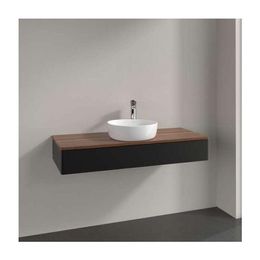 Villeroy & Boch Villeroy und Boch Antao Waschtisch-Unterschrank L10052PD mit Beleuchtung, 1 Auszug, 1200 x 190 x 500 mm, Front ohne Struktur, Black Matt Lacquer / Warm Walnut