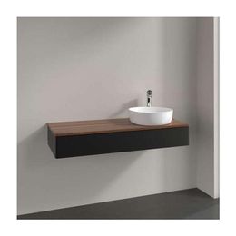 Villeroy & Boch Villeroy und Boch Antao Waschtisch-Unterschrank L12012PD mit Beleuchtung, 1 Auszug, 1200 x 190 x 500 mm, Front ohne Struktur, Black Matt Lacquer / Warm Walnut