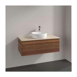 Villeroy & Boch Villeroy und Boch Antao Waschtisch-Unterschrank L31113HM mit Beleuchtung, 1 Auszug, 1000 x 360 x 500 mm, Front mit Struktur, Warm Walnut / Botticino